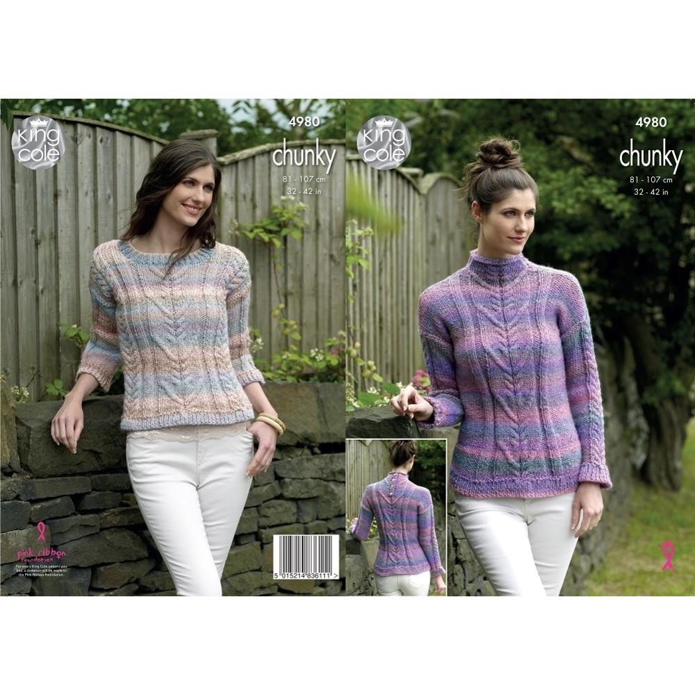 King Cole Pattern 4980 Sweaters Knitted in Cotswold Chunky ...