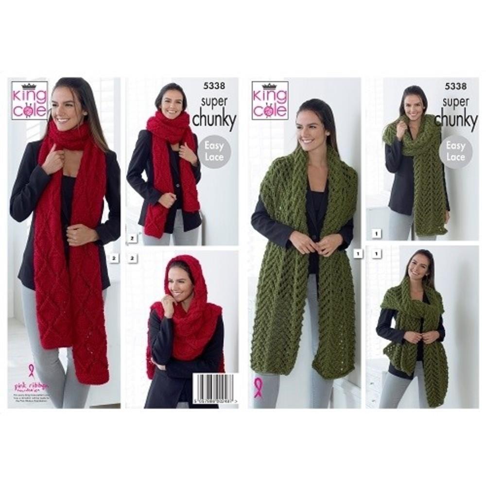 King Cole Pattern 5338 Scarves in Big Value Super Chunky | Springwools ...