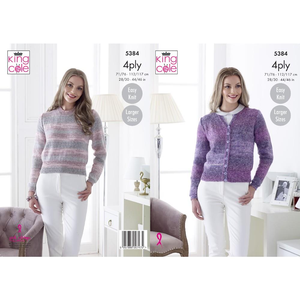 King Cole Pattern #5384 Cardigan & Sweater in Drifter 4ply