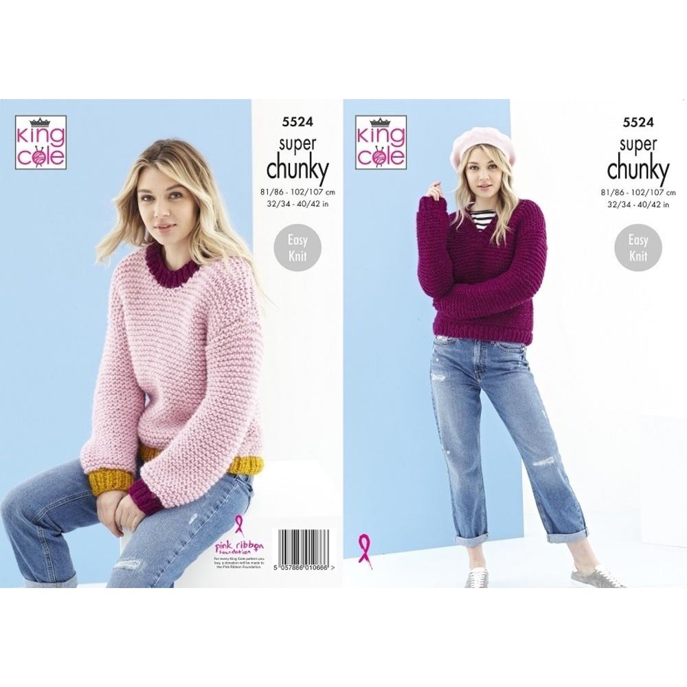 King Cole Pattern 5524 Ladies Sweaters in Timeless Super Chunky ...