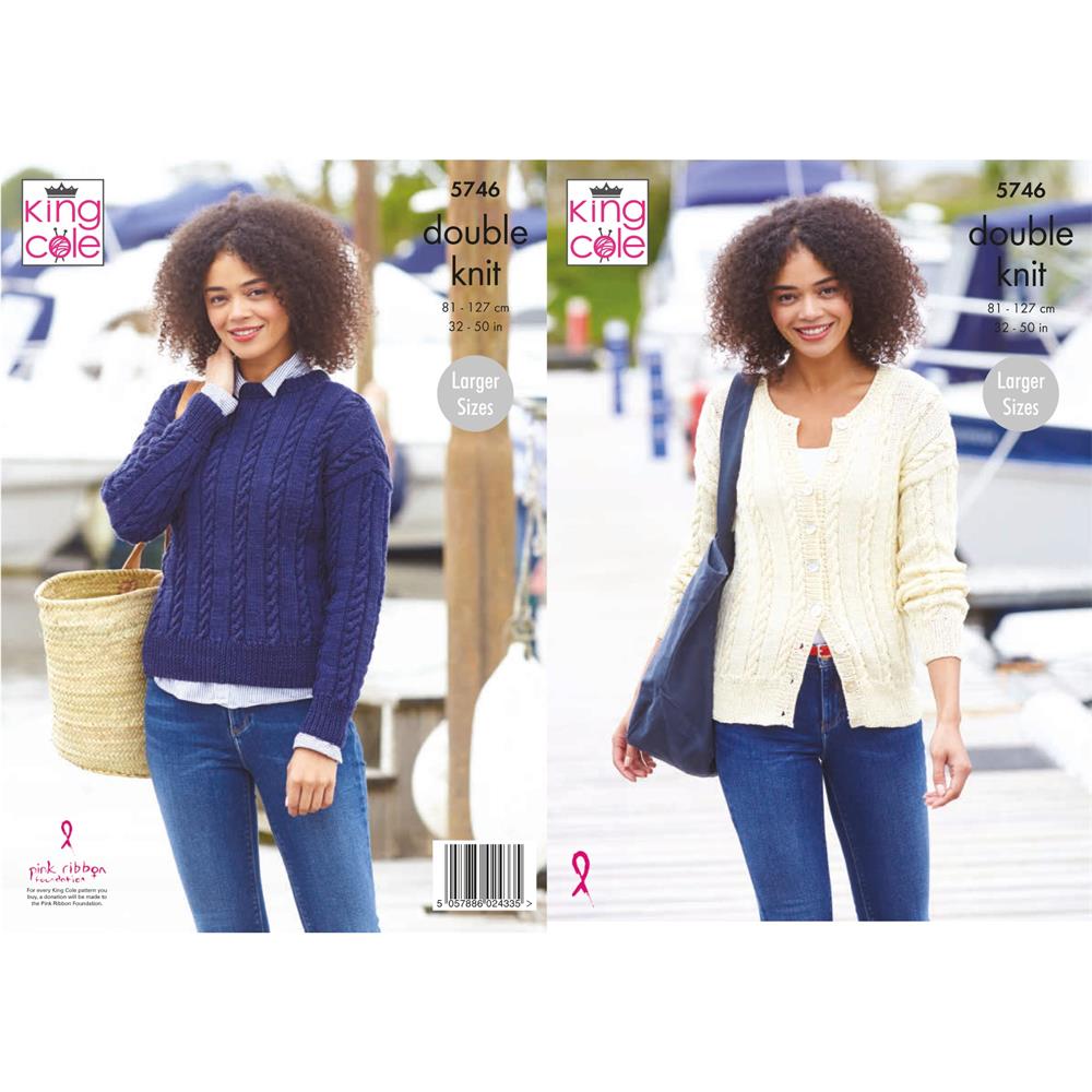 King Cole Pattern #5746 Sweater & Cardigan in Cottonsmooth DK
