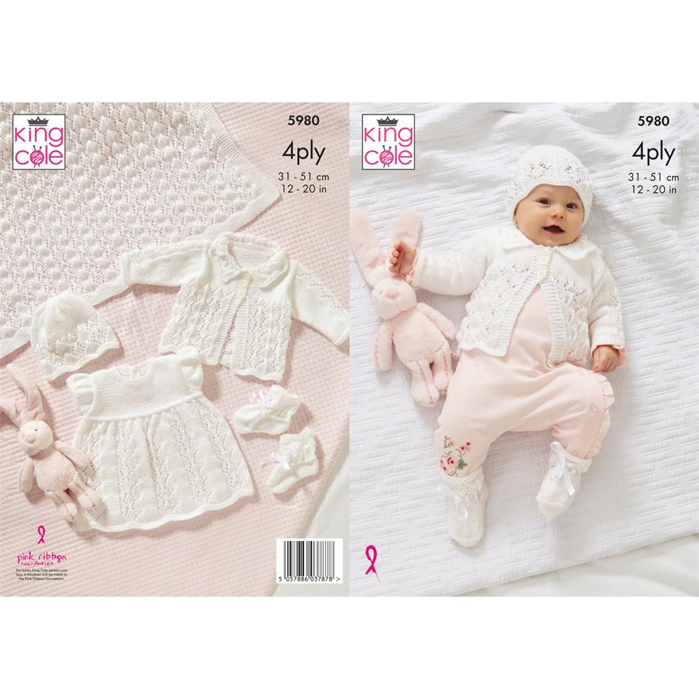 King Cole Pattern #5980 Shawl, Matinee Coat, Dress Hat & Bootees in ...