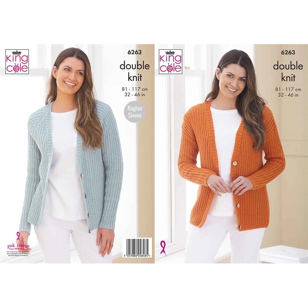 King Cole Pattern 6263 Cardigans in Double Knitting
