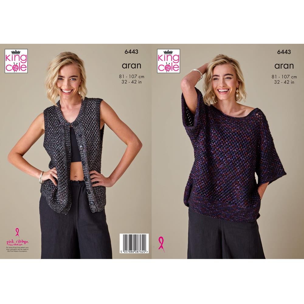 King Cole Pattern 6443 Waistcoat & Top in Firefly Aran | Springwools ...