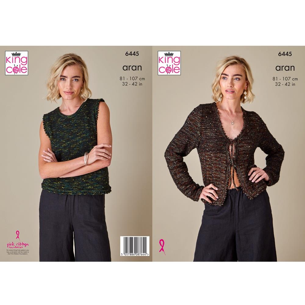 King Cole Pattern 6445 Tank Top & Cardigan in Firefly Aran ...
