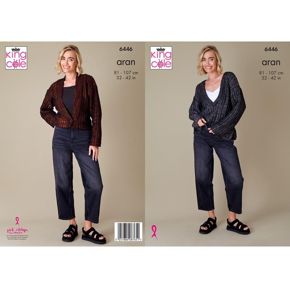 King Cole Pattern 6446 Sweater & Cardigan in Firefly Aran | Springwools ...