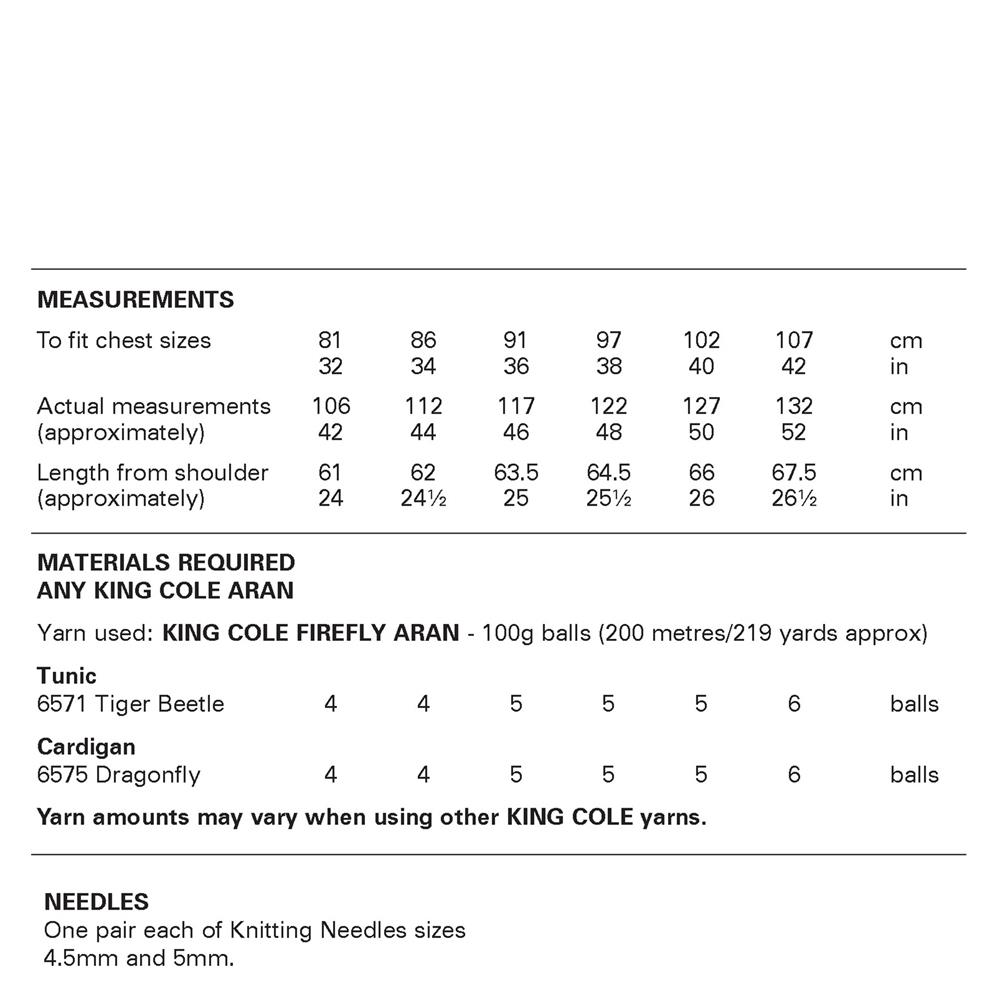 King Cole Pattern 6449 Tunic and Cardigan in Firefly Aran | Springwools ...