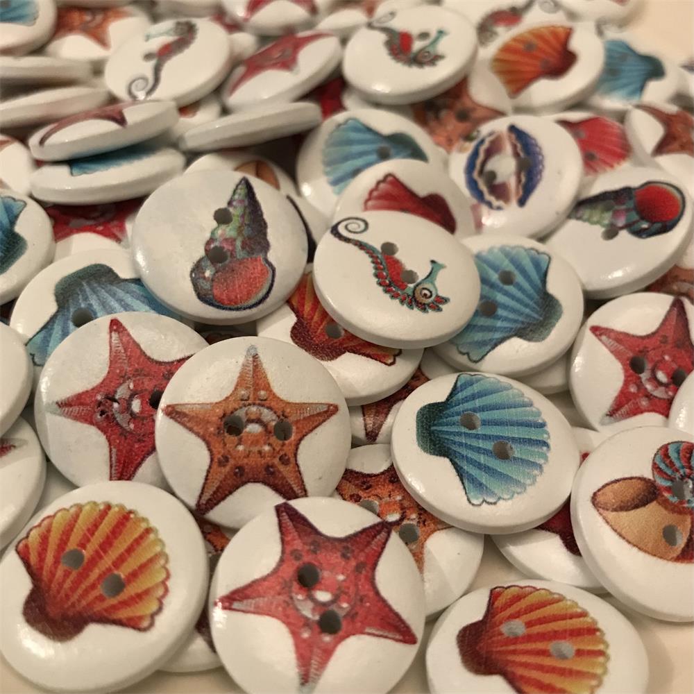 Pack of 10 x Assorted Seashell Craft Buttons | Springwools.com | Ireland