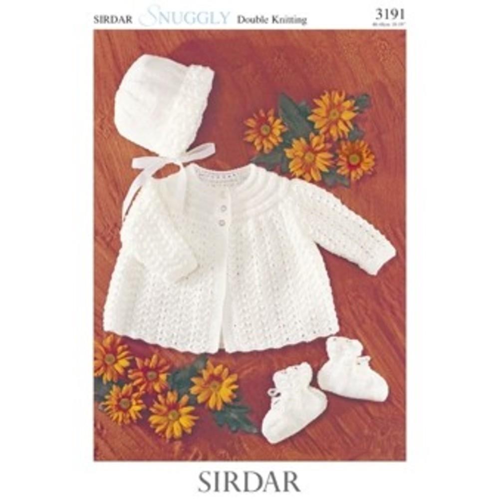 Sirdar Pattern 3191 Matinee Coat, Bonnet & Bootees in Snuggly DK ...