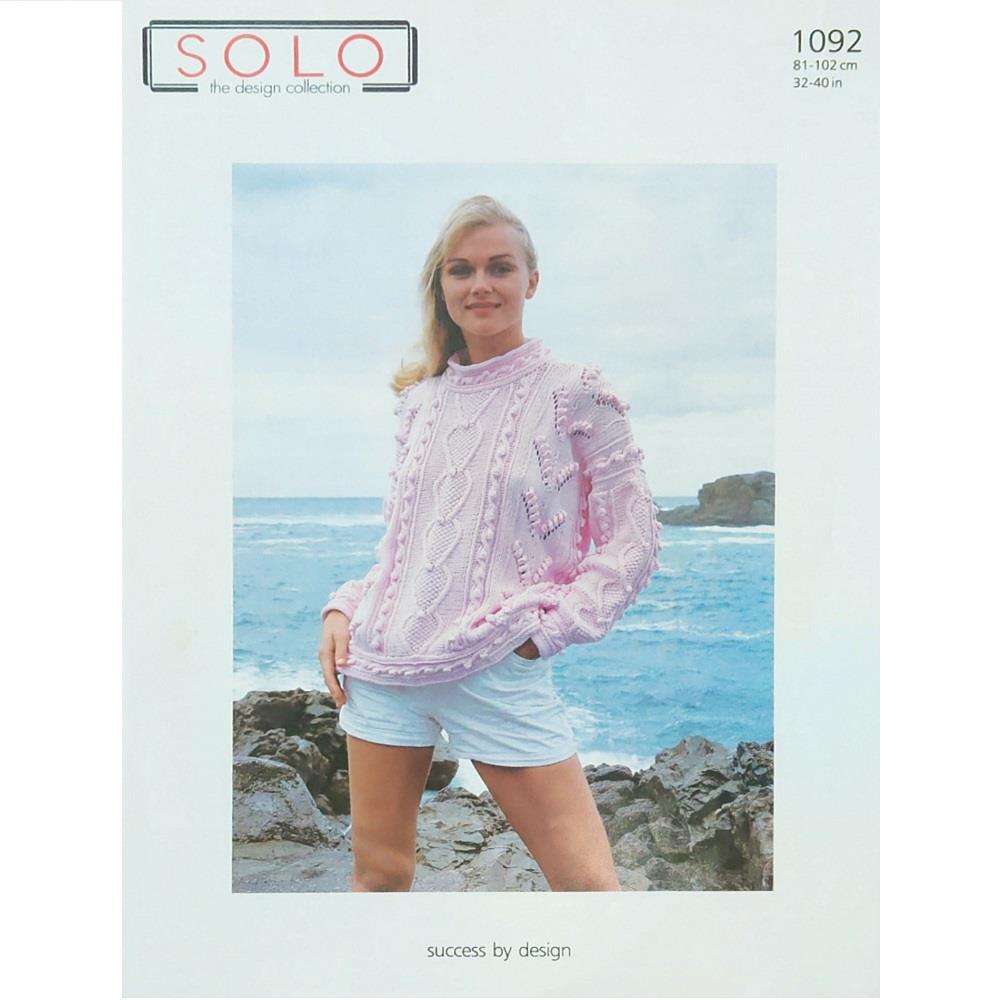 Solo Pattern 1092 Ladies Aran Sweater | Springwools.com | Ireland