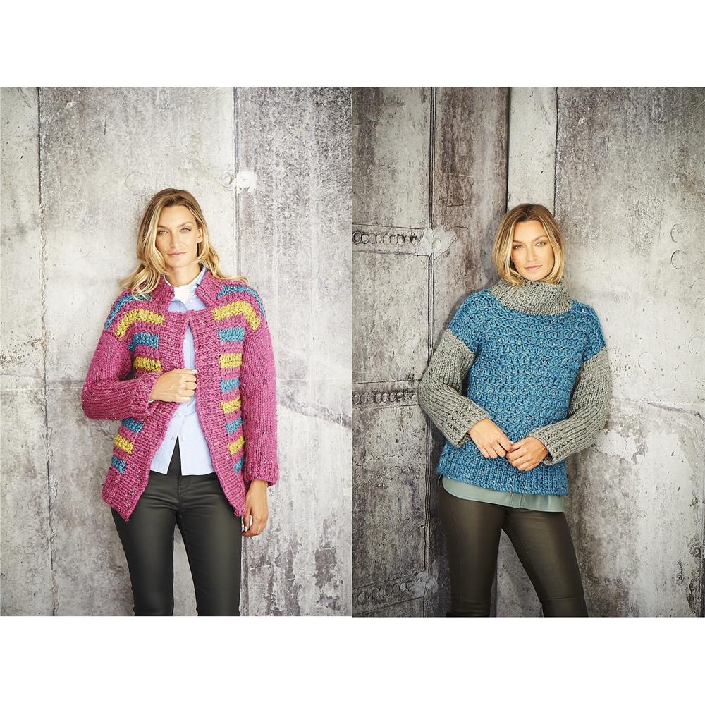 Stylecraft Pattern #9809 Jacket & Sweater in Special XL Tweed Super Chunky