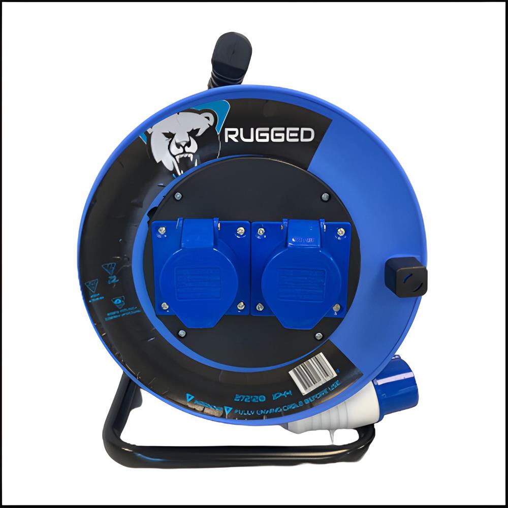 RUGGED INDUSTRIAL 2 GANG 16A 240V CABLE REEL IP44 25M | Maddens of ...
