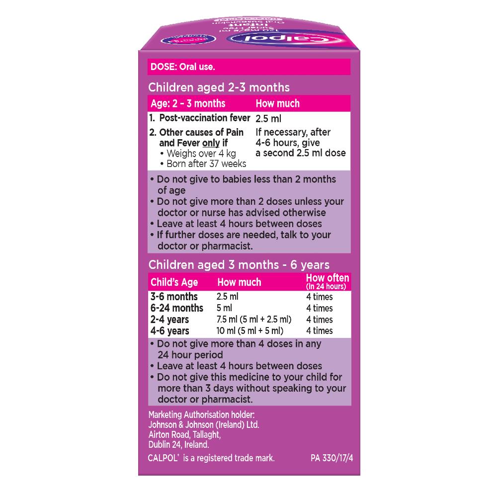 Calpol 120 mg/5 ml Sugar Free Infant Oral Suspension 60ML