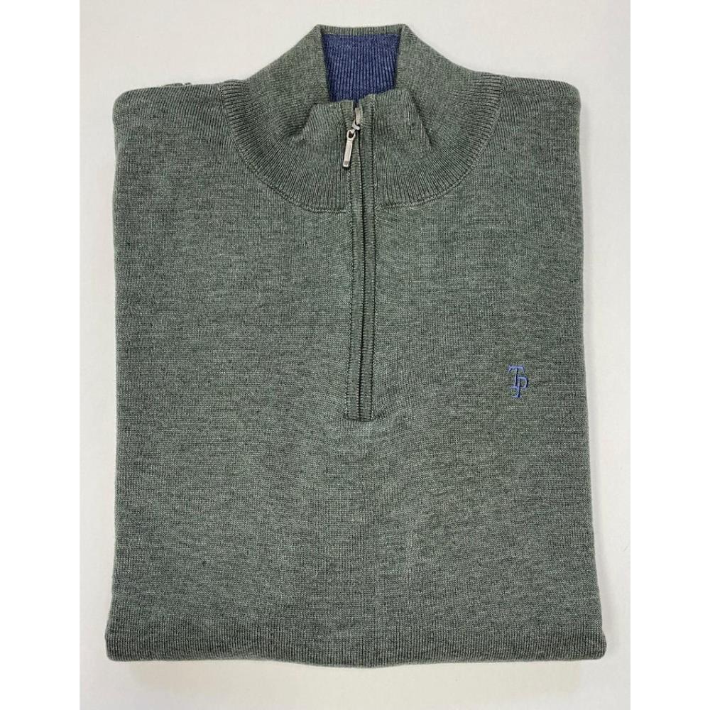 Buy Tom Penn Tom Penn 1/4 Zip Knit Olive | Boyle For Men | Irish Menswear