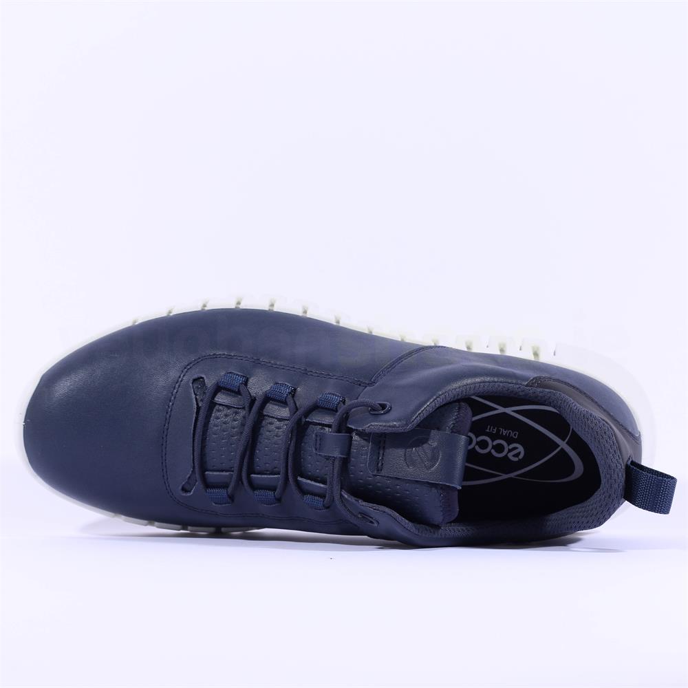 Ecco Men Gruuv Flex Sole Laced Trainer - Navy Leather | Vaughan Shoes ...