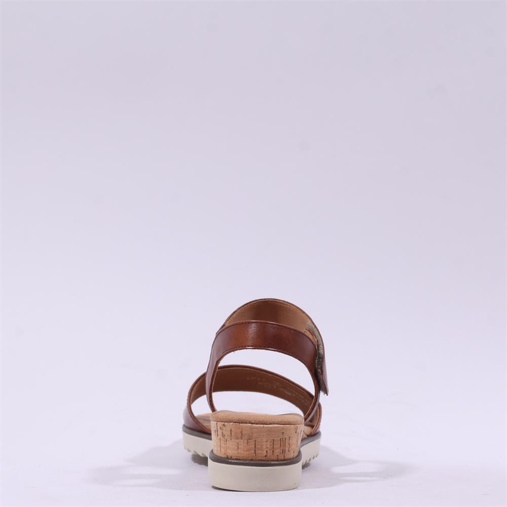 Gabor Raynor Low Wedge Velcro Sandal - Tan Leather | Vaughan Shoes ...