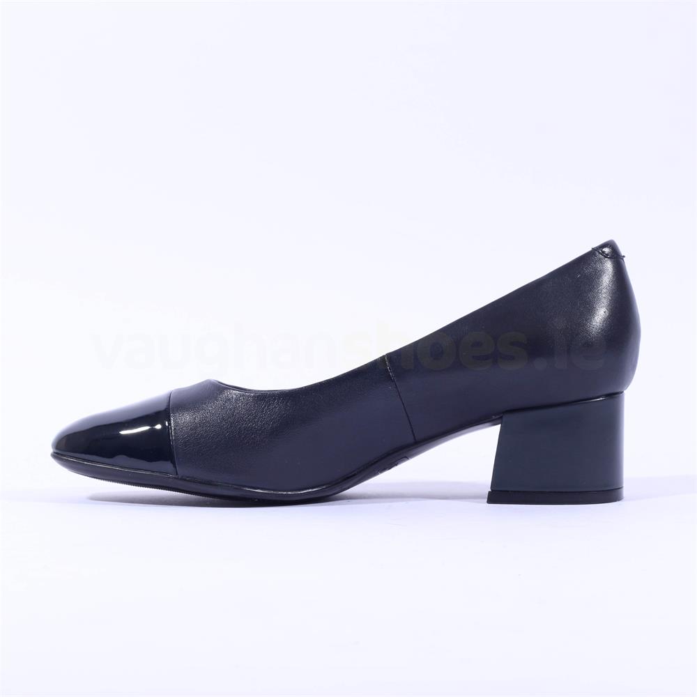 Caprice Nina Toe Cap Block Heel Court - Navy Leather | Vaughan Shoes ...