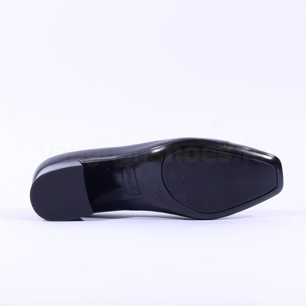 Caprice Nina Toe Cap Block Heel Court - Navy Leather | Vaughan Shoes ...