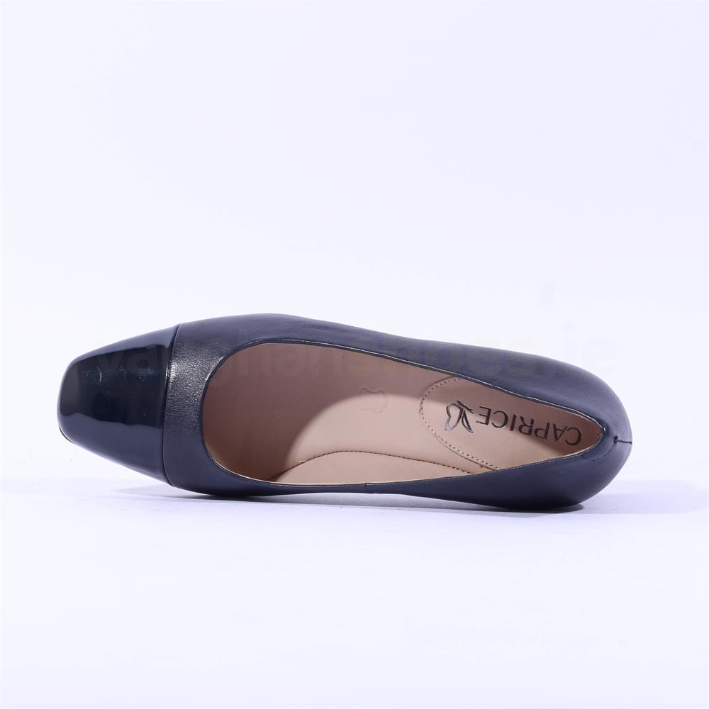 Caprice Nina Toe Cap Block Heel Court - Navy Leather | Vaughan Shoes ...
