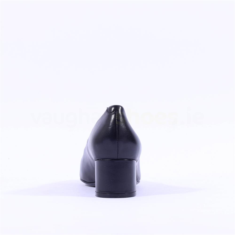 Caprice Nina Low Block Heel Court Shoe - Black Leather | Vaughan Shoes ...