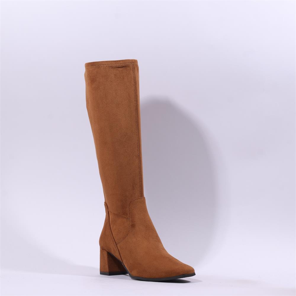 Caprice Tracy Block Heel Point Long Boot - Brown Stretch | Vaughan ...