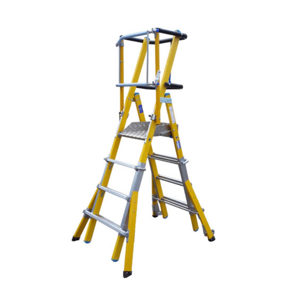 Fibreglass Adjustable Height Podium Ladder 1.64 To 2.36 Metres ...
