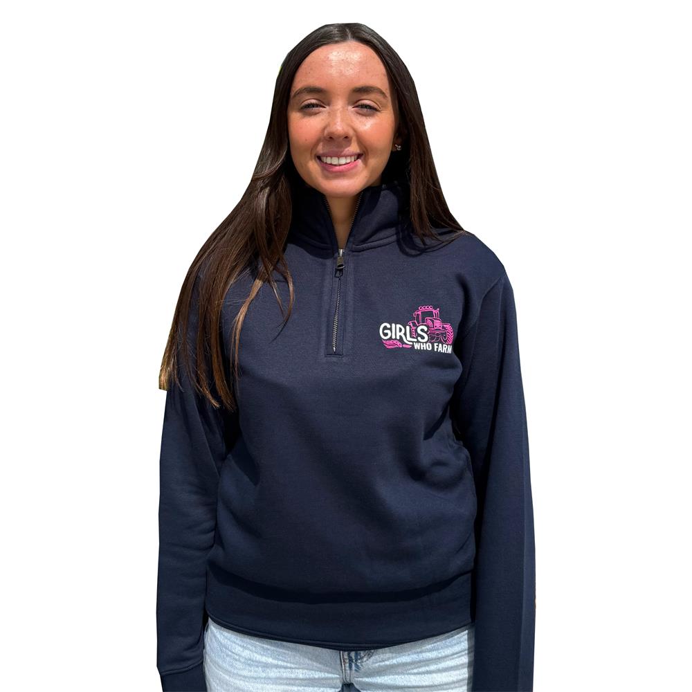 Girls Who Farm - Navy Half Zip | grasstecshop.com