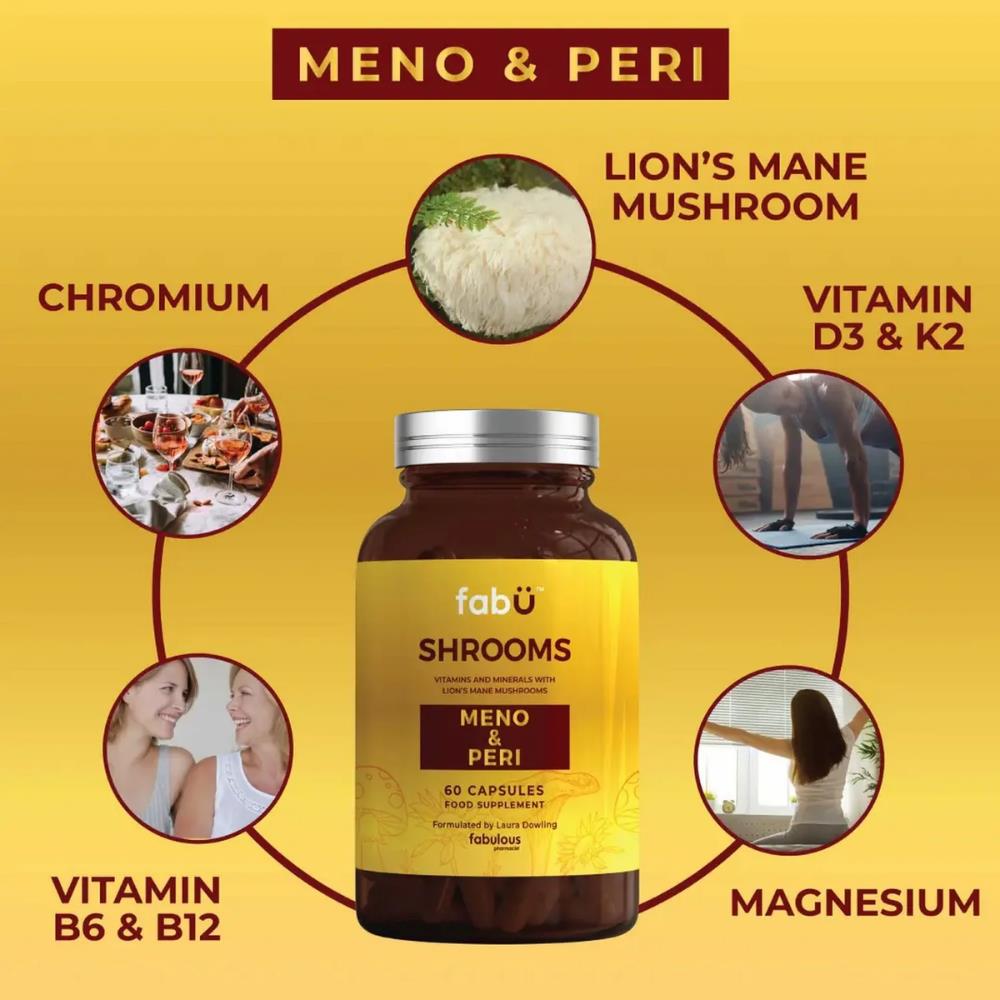 fabÜ Shrooms Meno & Peri - 60 Capsules | Free Ireland Delivery