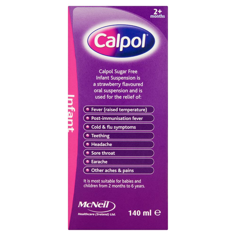 Calpol Infant 2m+ Strawberry Sugar Free 140ml | Mellericks Pharmacy ...