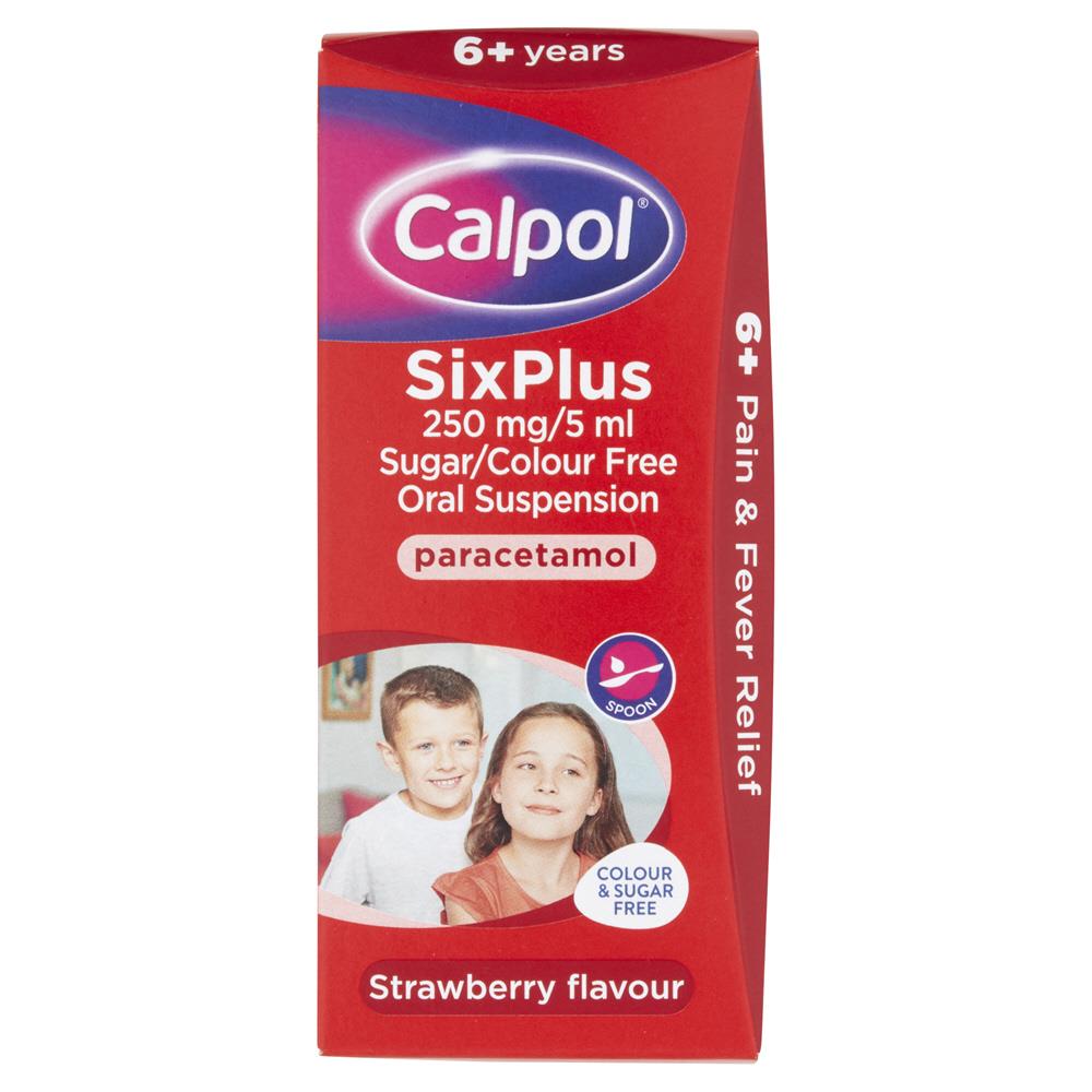 Calpol Six Plus Sugar Free Strawberry 140ml | Mellericks Pharmacy ...