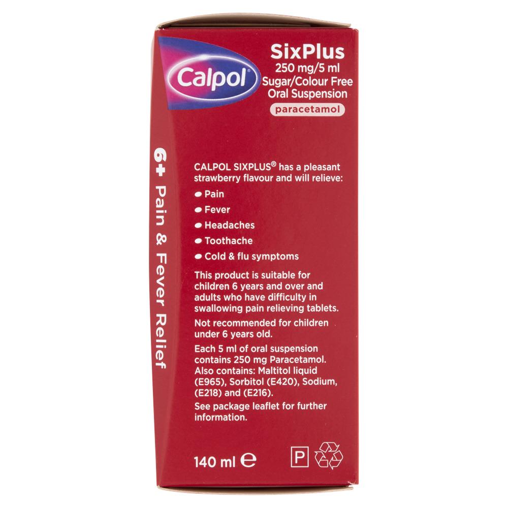Calpol Six Plus Sugar Free Strawberry 140ml | Mellericks Pharmacy ...