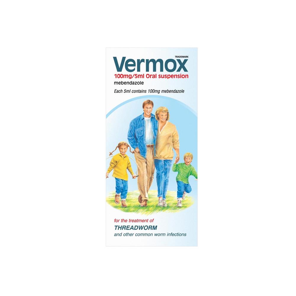 Vermox 100mg Mebendazole Threadworm Liquid 30ml | Mellericks Pharmacy ...