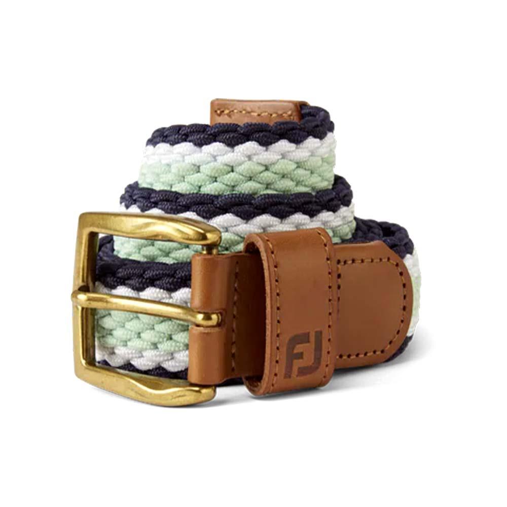 FootJoy Striped Braided Belt Navy - White - Sage | Irish Golf Store