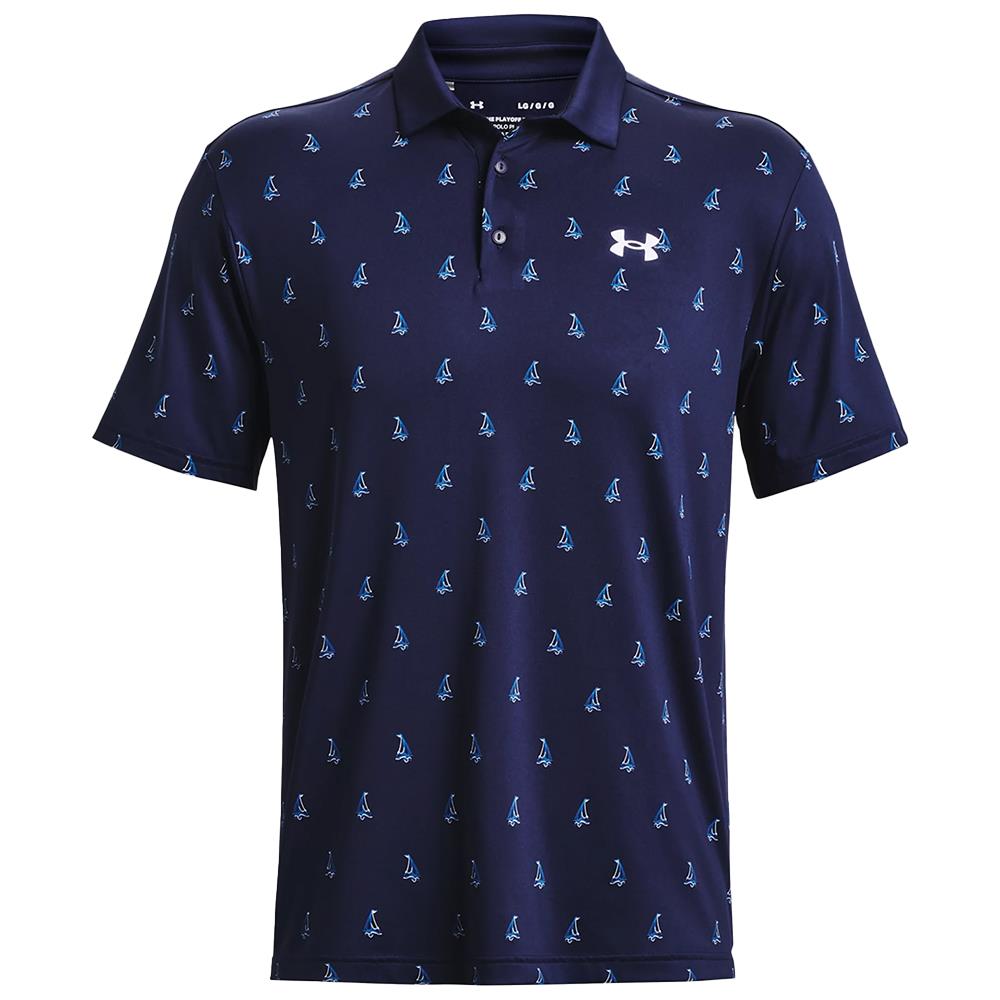 Under Armour Gents Playoff 3.0 Printed Polo Shirt Midnight Navy - White ...
