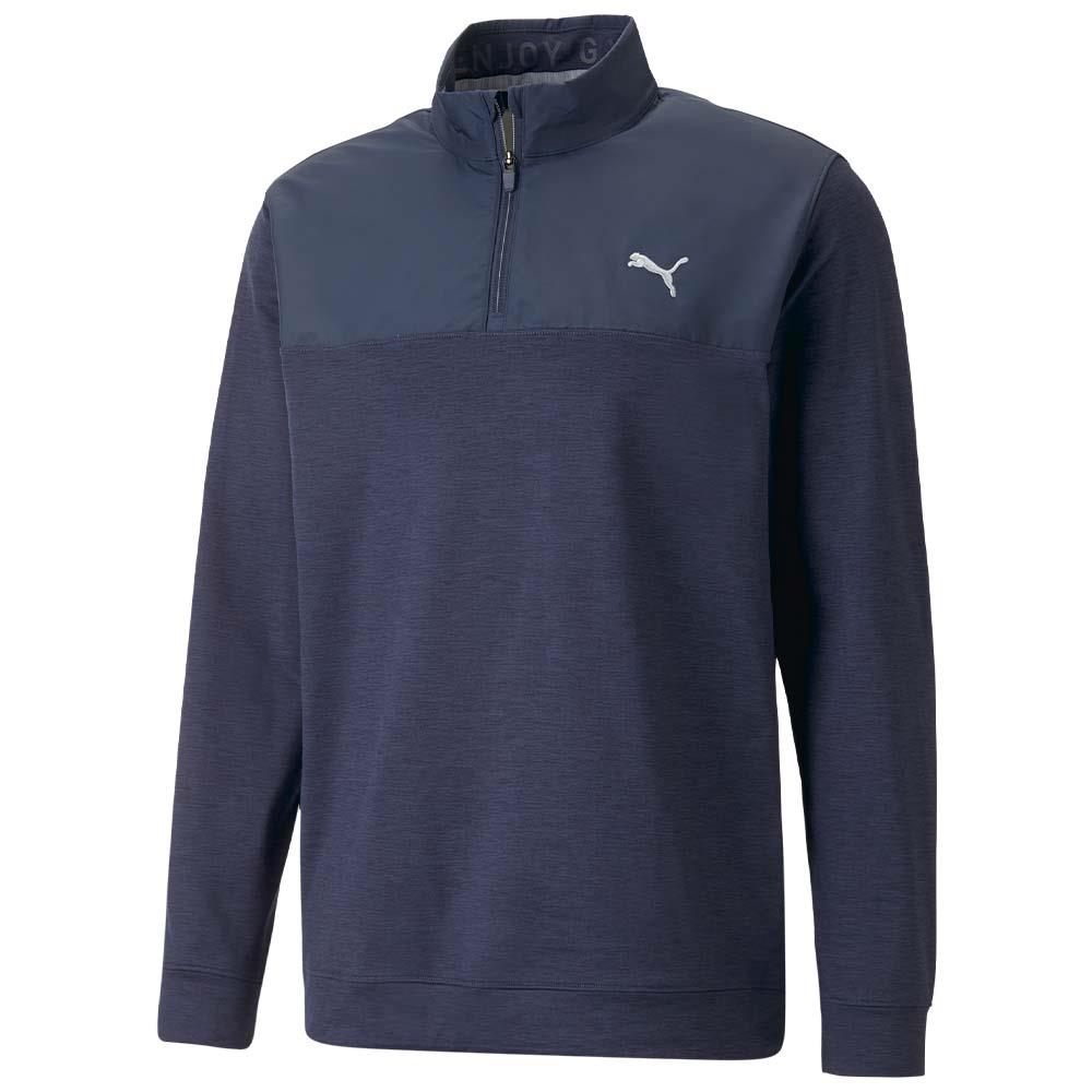 Puma Gents Cloudspun Colorblock ¼ Zip Top Navy Blazer - Navy Blazer Heather