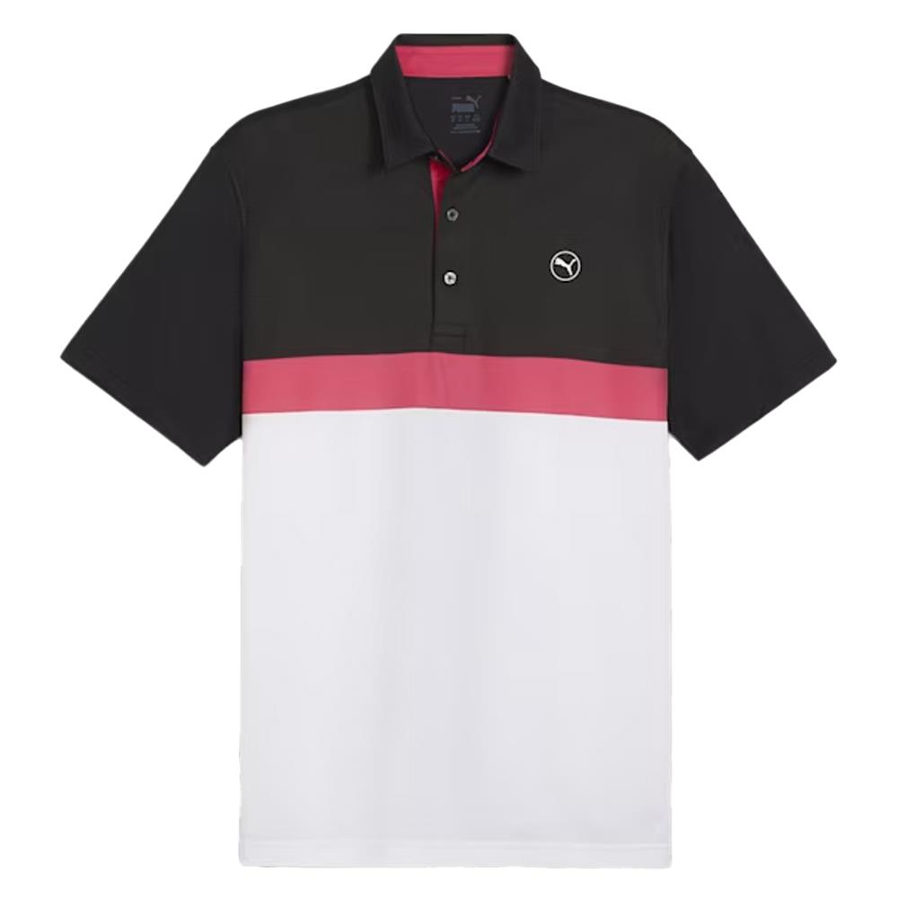 Puma Gents Pure Colorblock Polo Shirt White Glow - Puma Black