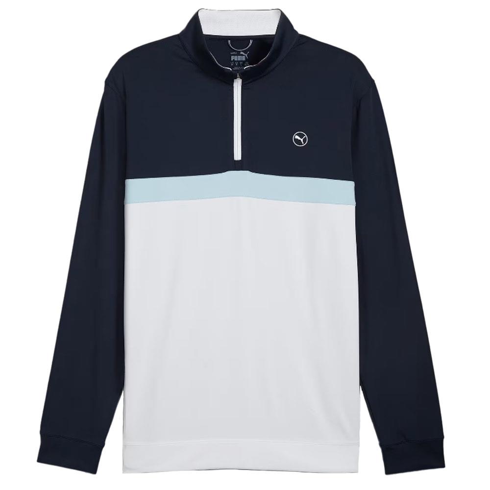 Puma Gents Pure Colorblock ¼ Zip Deep Navy - White Glow