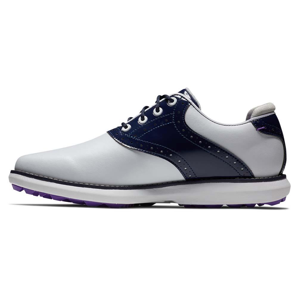 FootJoy Ladies FJ Traditions Spikeless Shoes White - Navy - Purple
