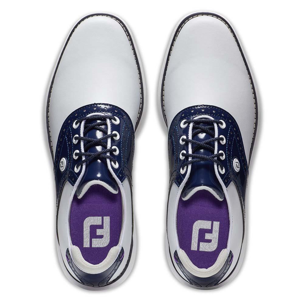 FootJoy Ladies FJ Traditions Spikeless Shoes White - Navy - Purple