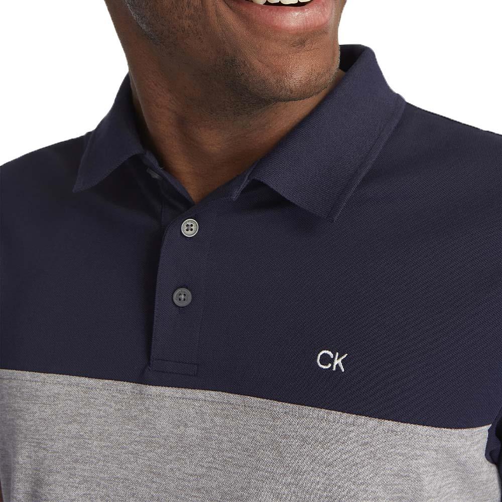 Calvin Klein Golf Gents Colour Block Polo Shirt Navy - Silver