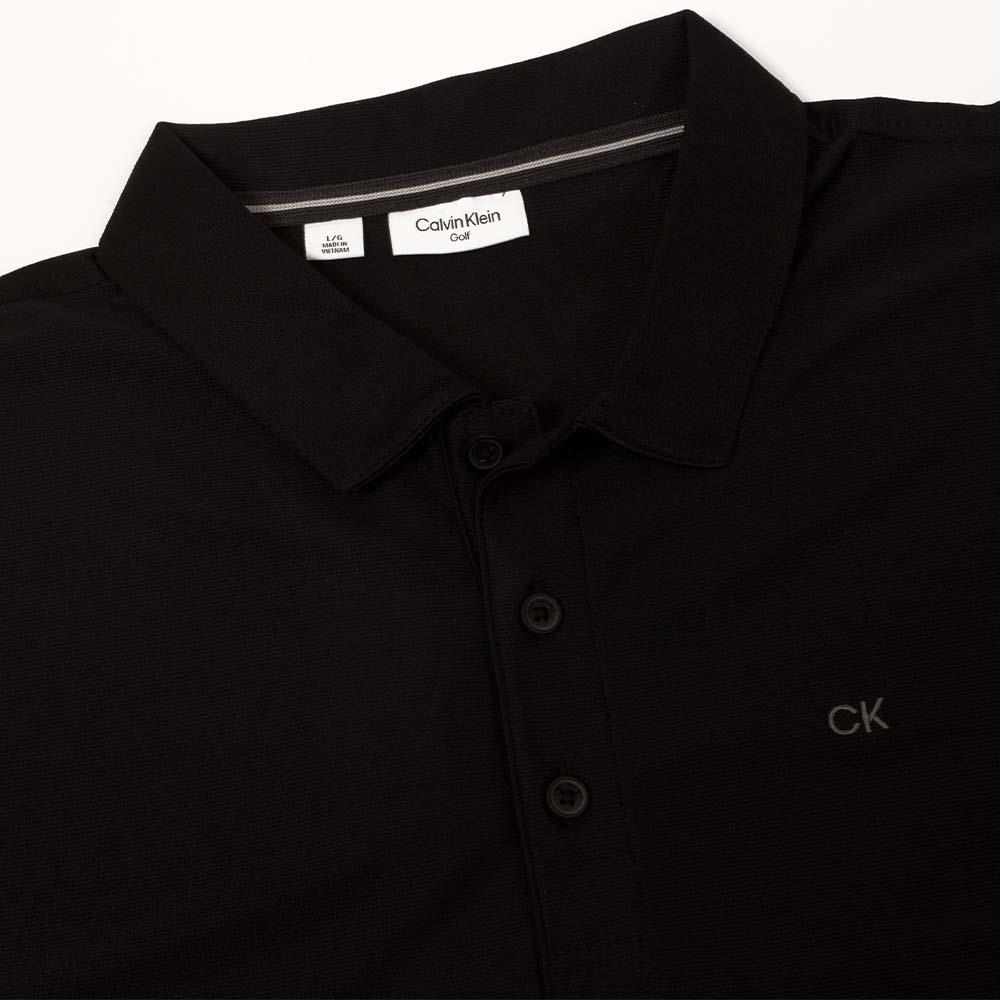 Calvin Klein Golf Gents Long Sleeved Self Collar Polo Shirt Black
