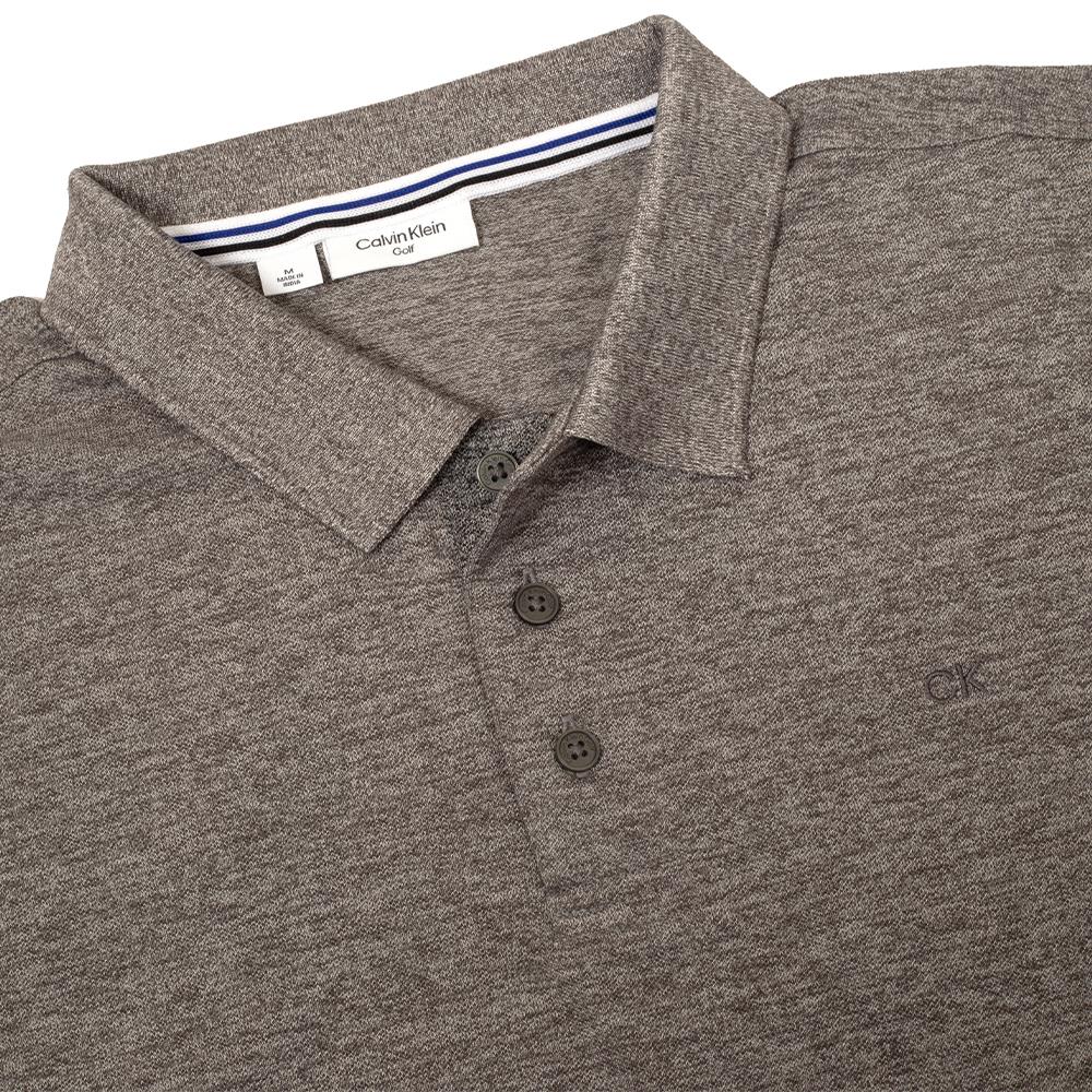 Calvin Klein Golf Gents Long Sleeve Cross Over Polo Shirt Silver Marl