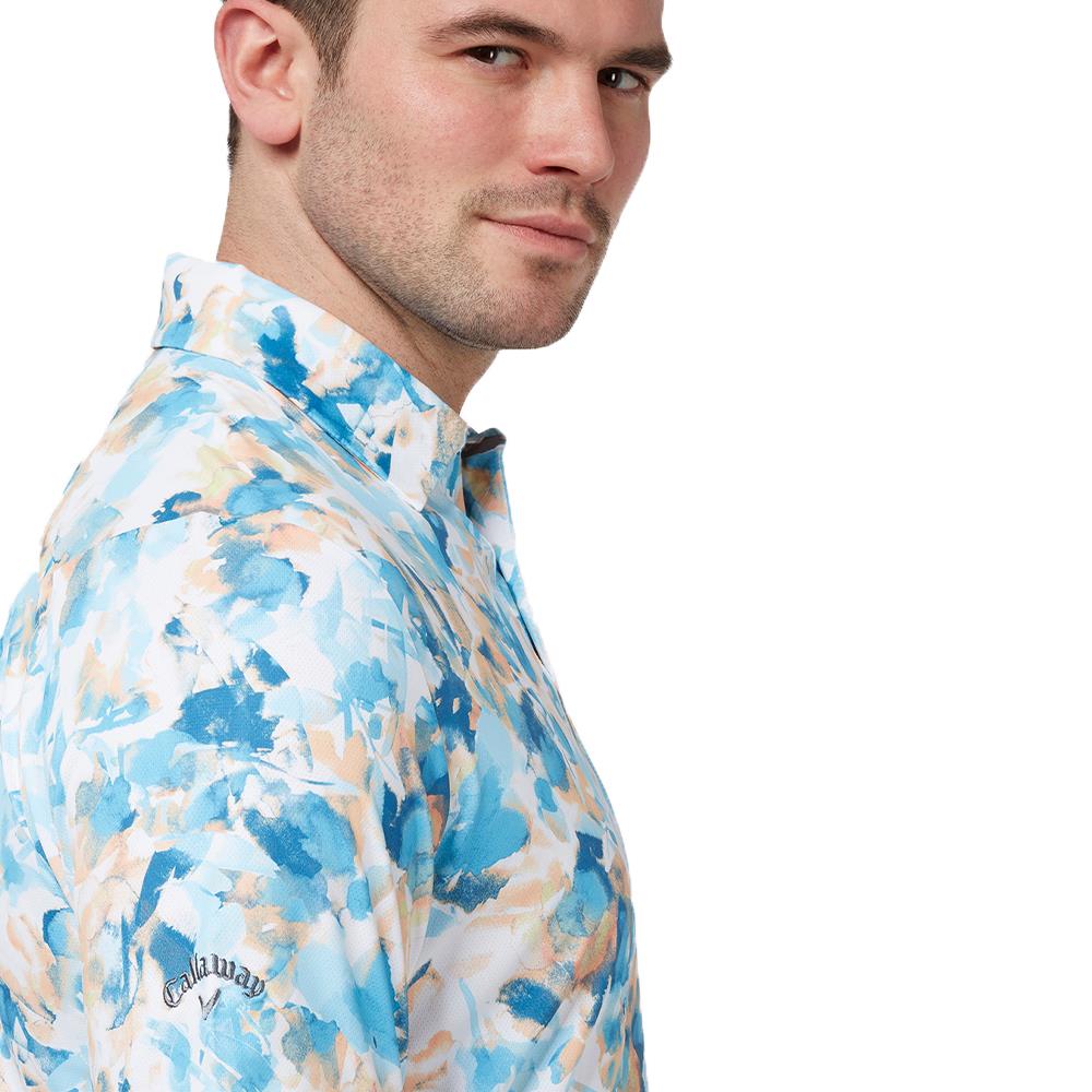 Callaway Gents X- Ray Floral Print Polo Shirt Bright White (100)