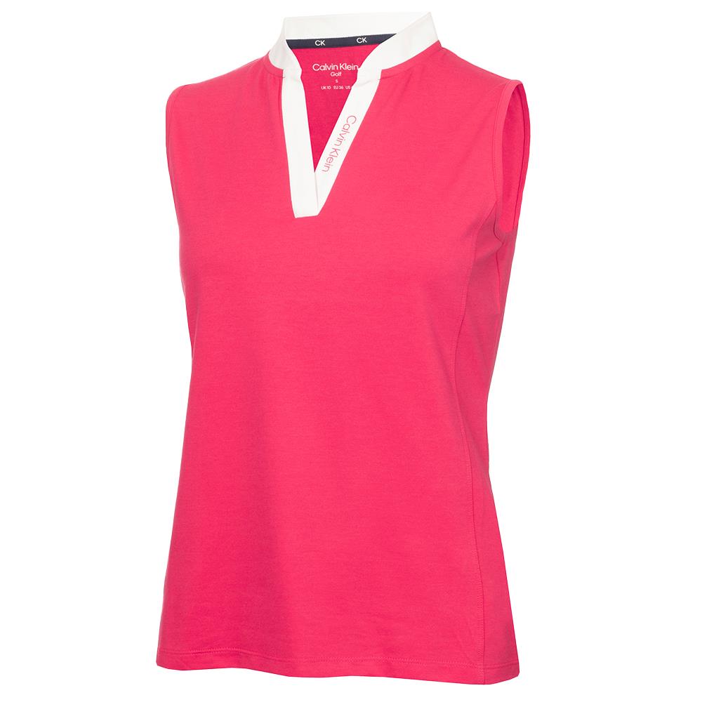 Calvin Klein Golf Ladies Dayton Sleeveless Polo Shirt Berry Pink