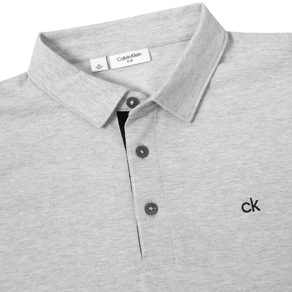 Calvin Klein Golf Gents Bayard Long Sleeve Polo Shirt Silver Marl