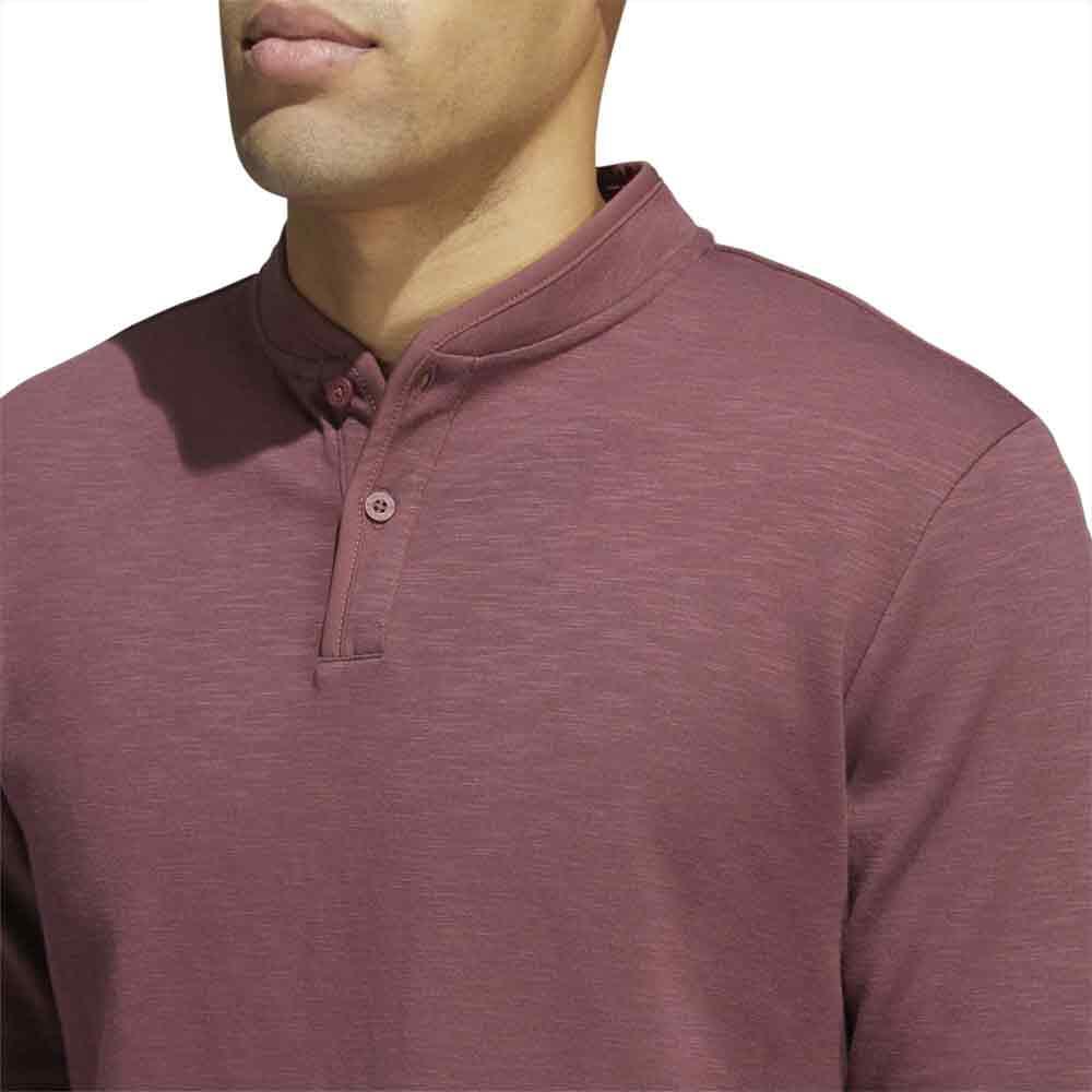 adidas Gents Go-To Long Sleeve Henley Polo Shirt Quiet Crimson