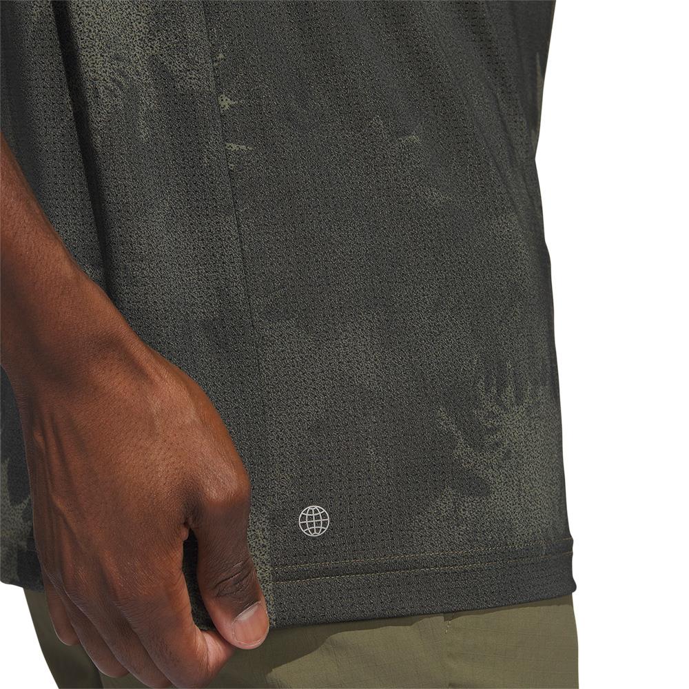 adidas Gents Flower Mesh Polo Shirt Olive Strata - Black