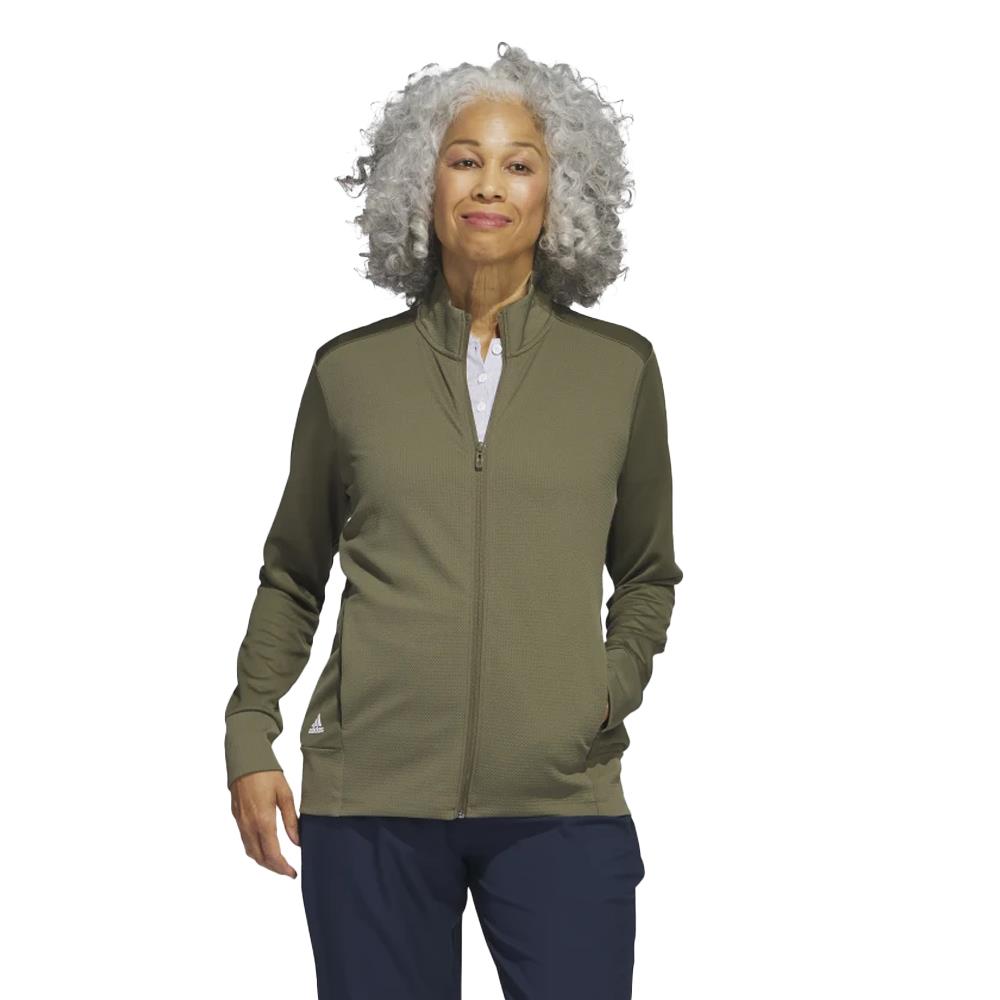 adidas Ladies Textured Full Zip Jacket Olive Strata