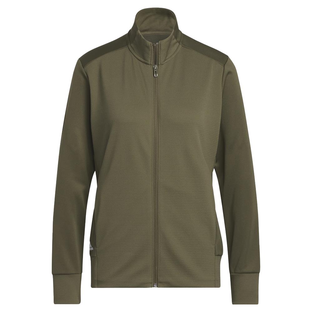 adidas Ladies Textured Full Zip Jacket Olive Strata