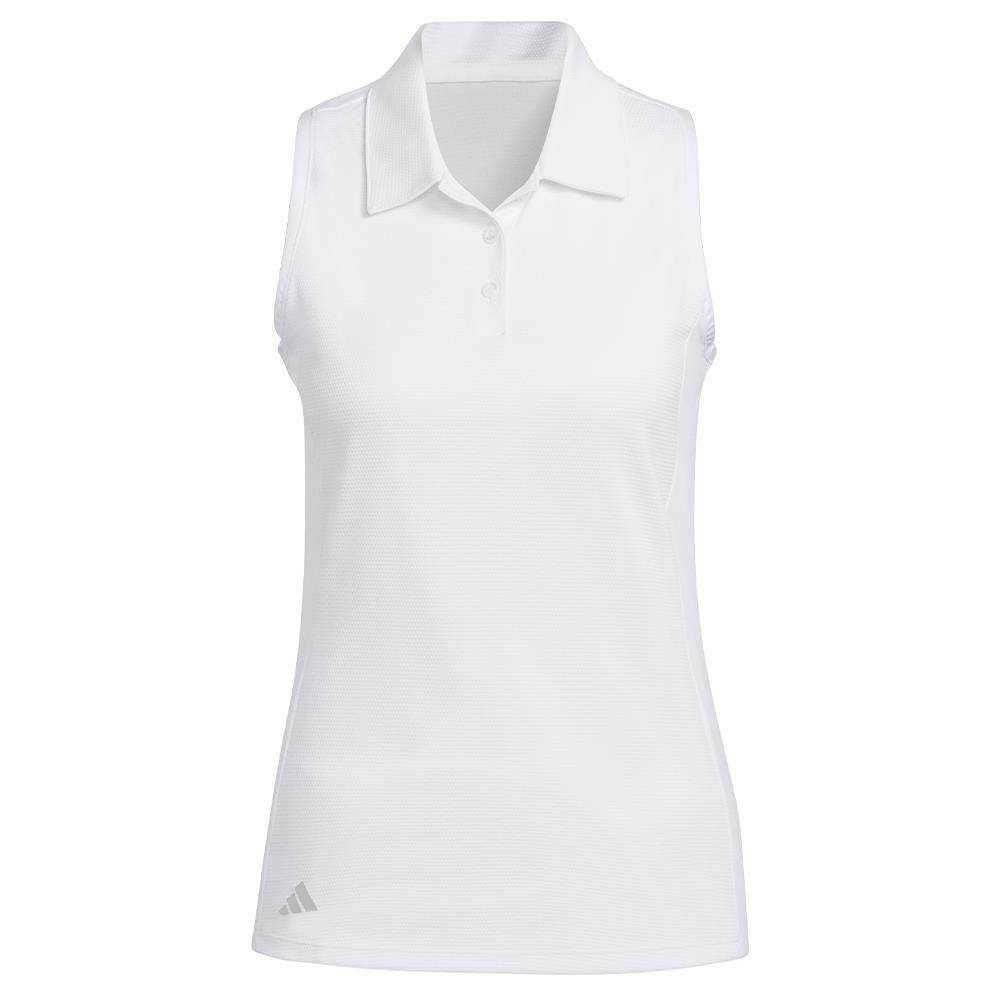 adidas Ladies Texture Sleeveless Polo Shirt White